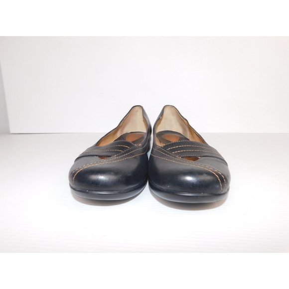 Clarks | Shoes | Clarks Artisan Ballet Flats Black Leather Round Toe ...